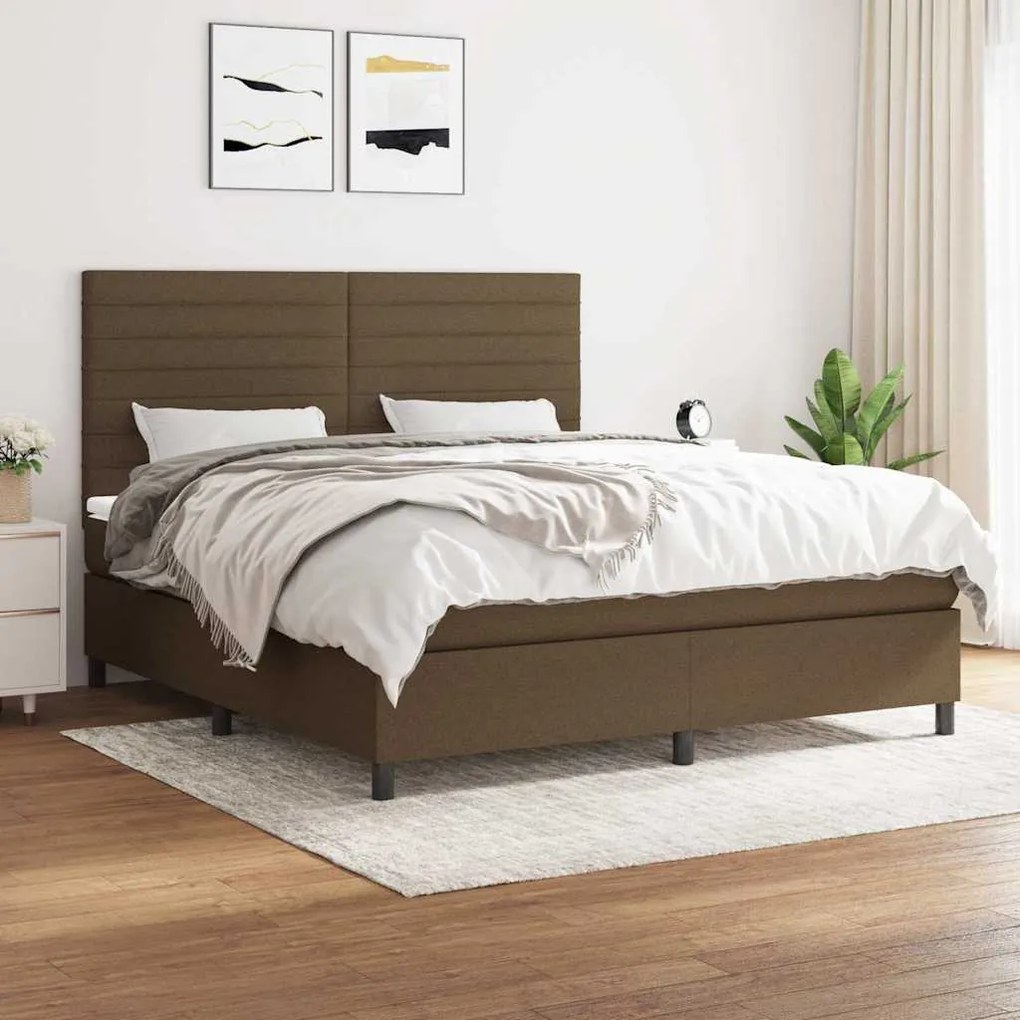 Box spring postel s matrací tmavě hnědá 180x200 cm textil 3141876