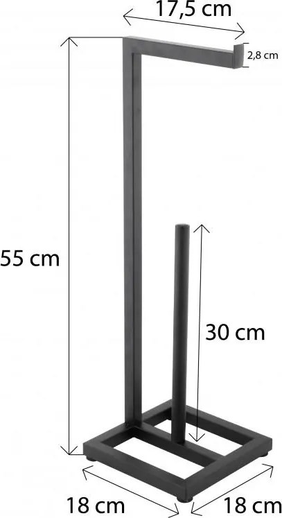 Erga Trapa, hranatý držák WC papíru se zásobníkem na toaletní papír, černá matná, ERG-YKA-P.TRAPA-BLK