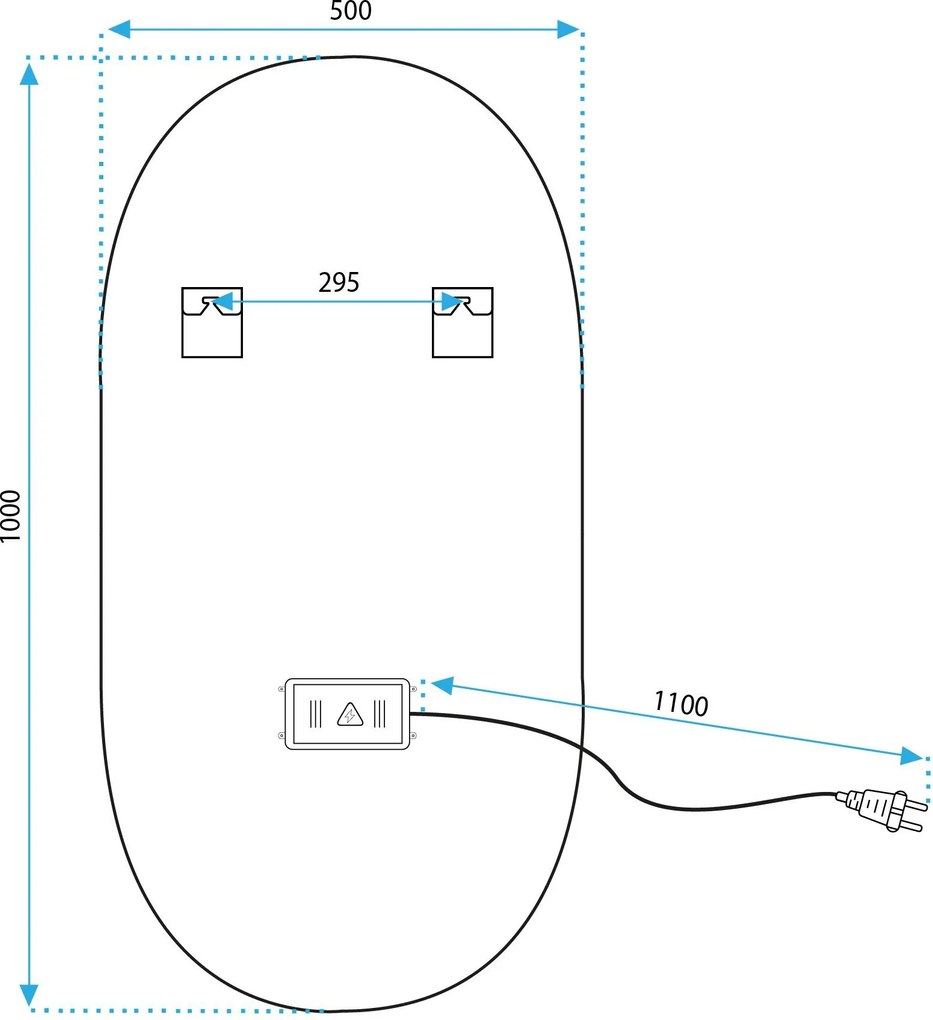 Tutumi Oválné zrcadlo 50x100 cm s vyhříváním a regulovatelným LED osvětlením HOM-02606