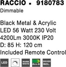 Závěsné LED svítidlo NOVA LUCE RACCIO 68W 3000K 9180783 stmívatelné Triac
