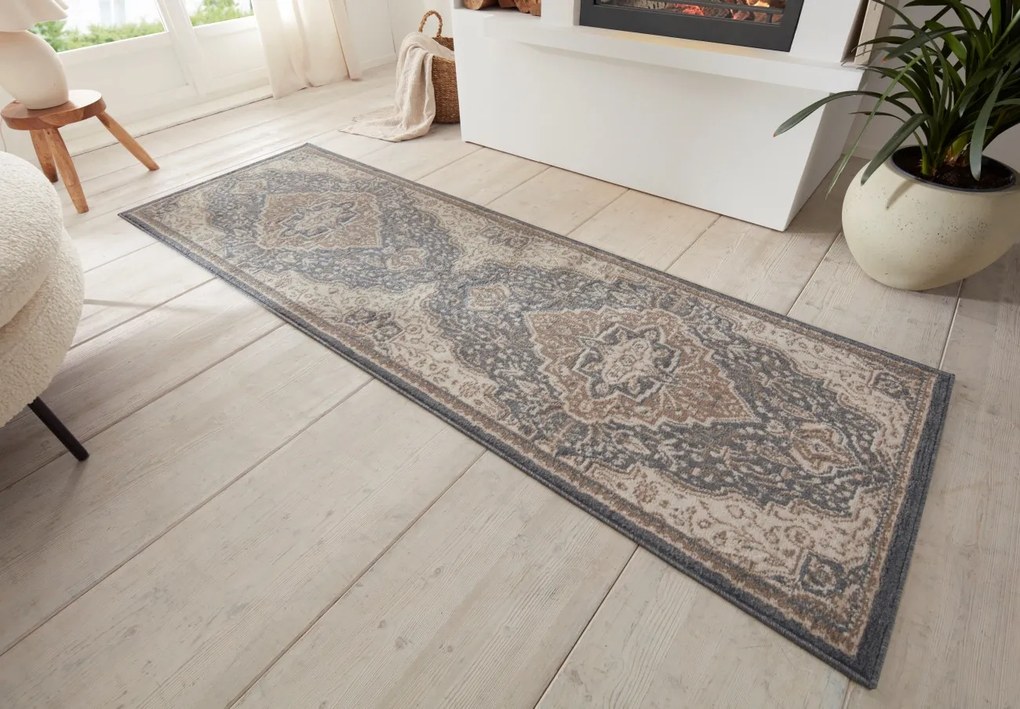Hanse Home, Koberec běhoun Terrain 105607 Orken Black Brown, 80x200, hnědá, ložnice