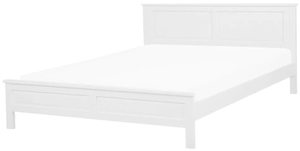 Bílá dřevěná manželská postel 160x200 cm OLIVET Beliani