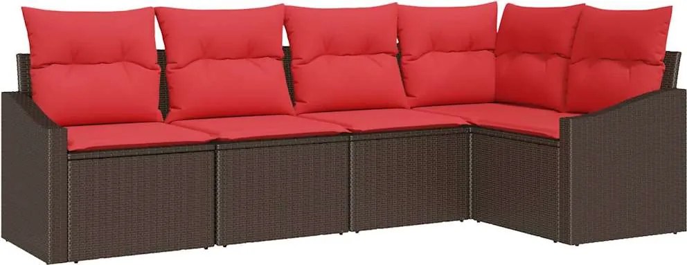 Set pohovek 5 ks Hnědá polyratan 3346724