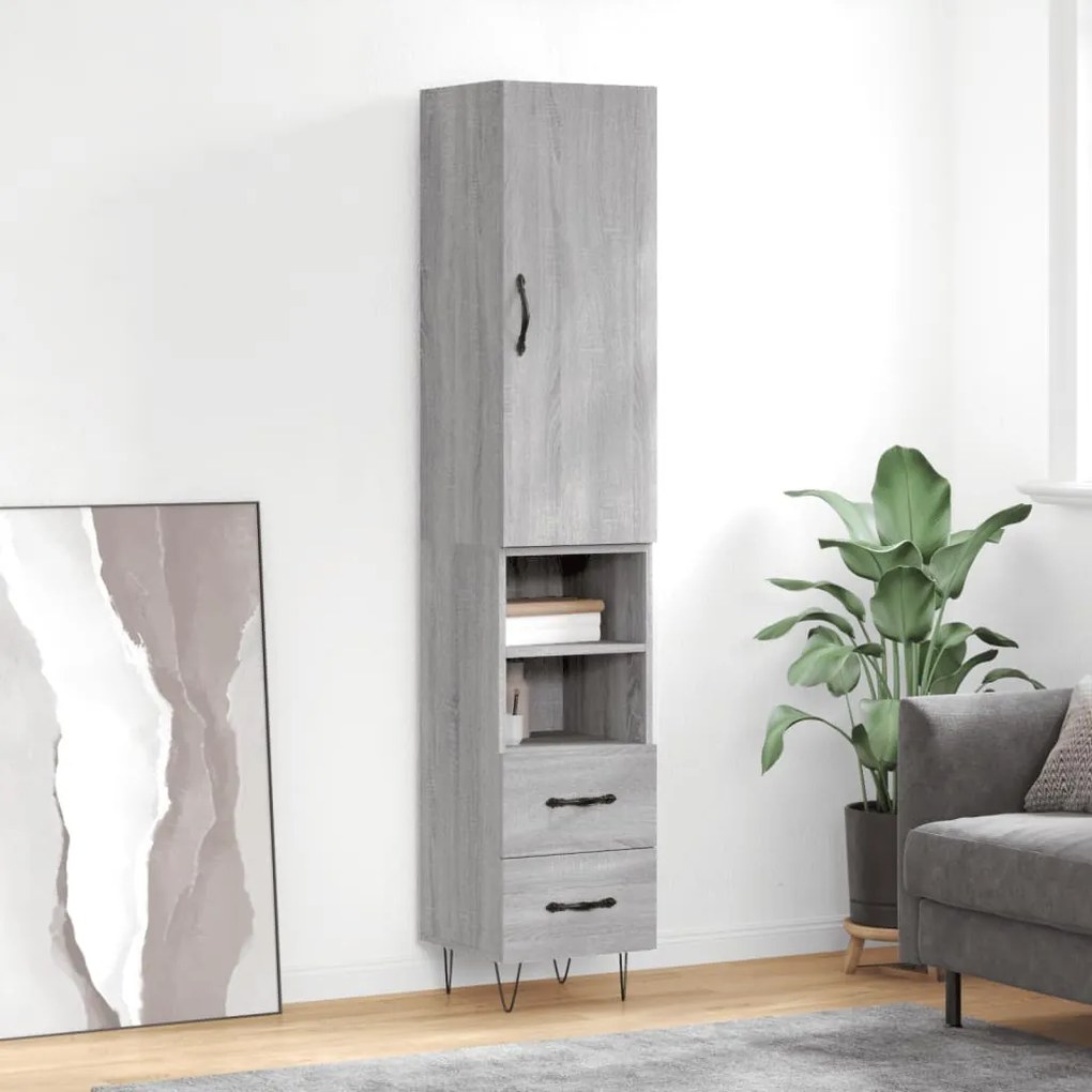 Skříň highboard šedá sonoma 34,5 x 34 x 180 cm kompozitní dřevo