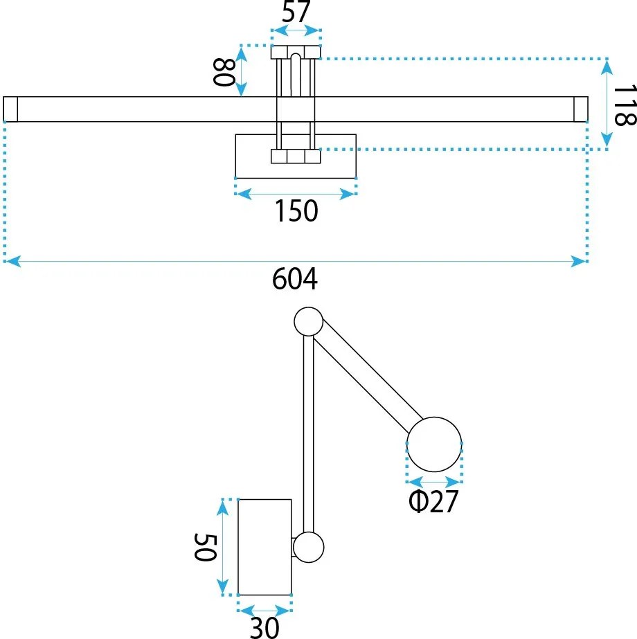 Toolight Toolight, LED nástěnné svítidlo 60cm, 13W, 4000K, 1000lm, APP1900-1W, zlatá matná, OSW-66055