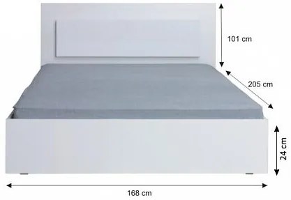 Manželská postel ASIENA 160x200, bílá / vysoký bílý lesk HG