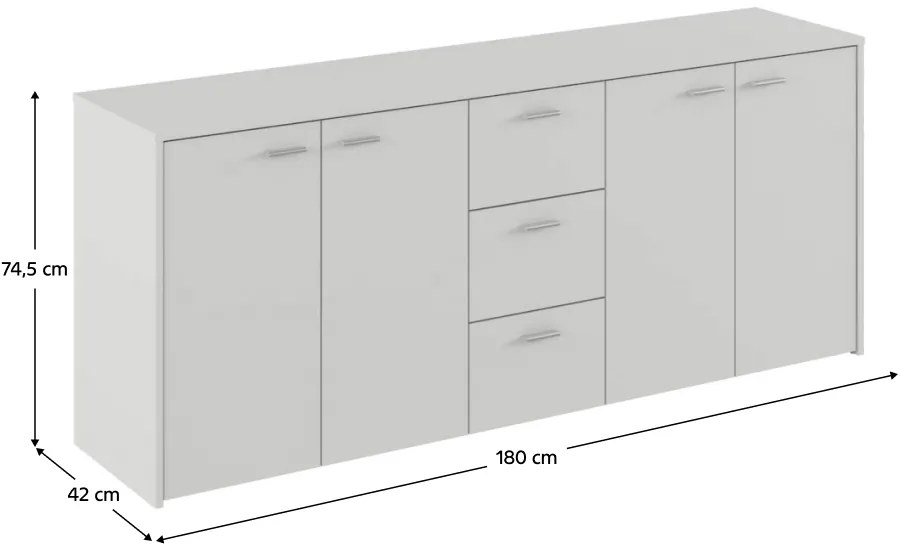 Kondela Kombinovaná komoda, bílá, HUGOS 180