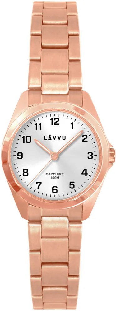LAVVU Rose gold dámské titanové hodinky EINA s vodotěsností 100M a safírovým sklem LWL5052