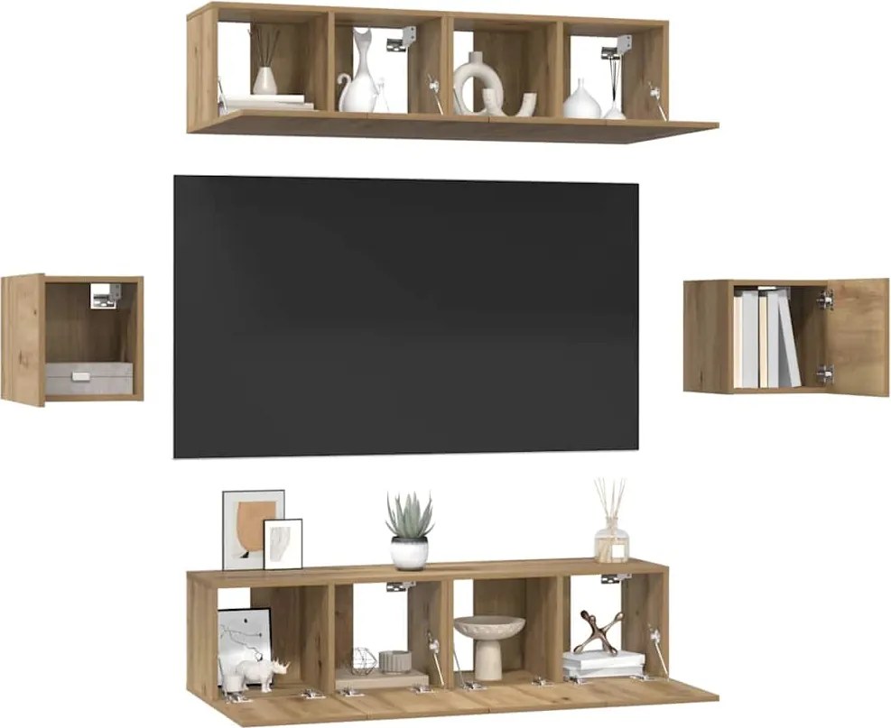 Sestava TV skříněk 6 ks Artisanový dub Kompozitní dřevo 3393401