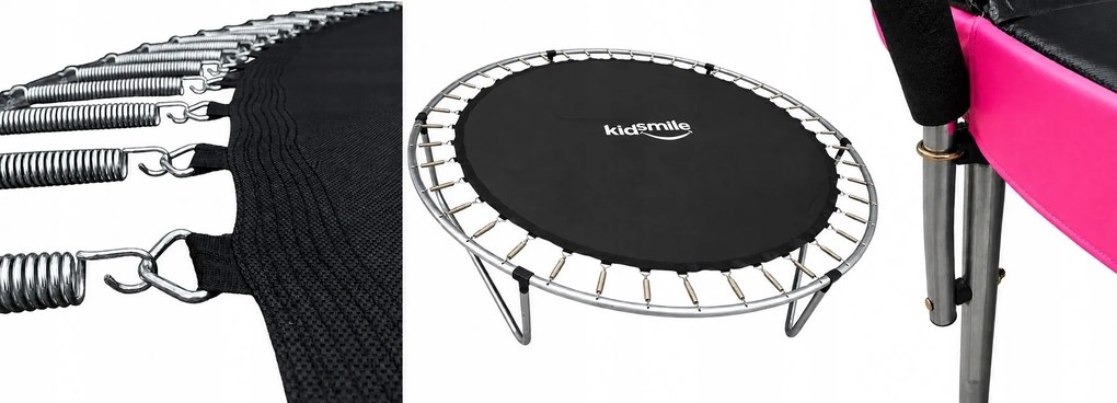 TRENDIE Trampolína s vnitřní sítí 252 cm růžová + žebřík