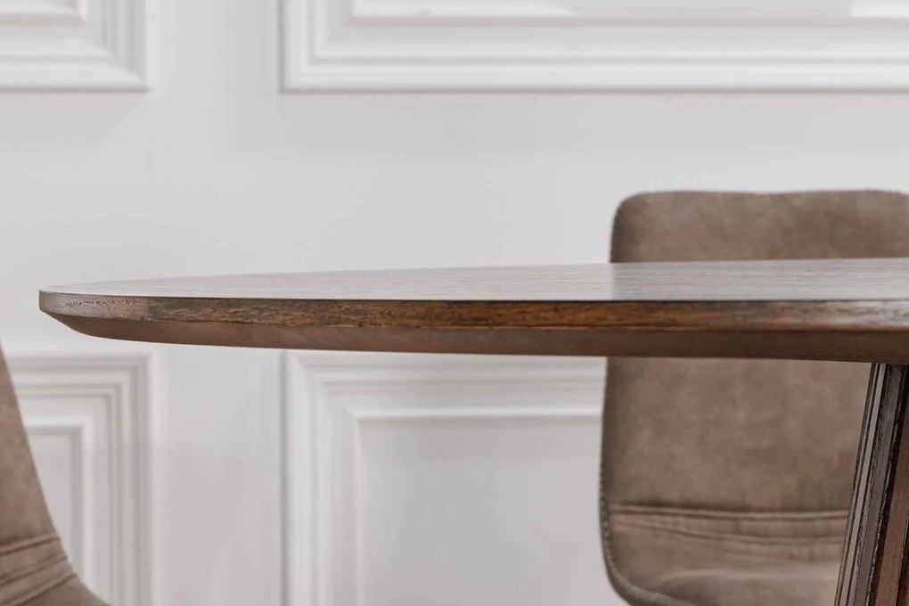 Designový jídelní stůl kulatý Wadeline 120 cm tmavý dub
