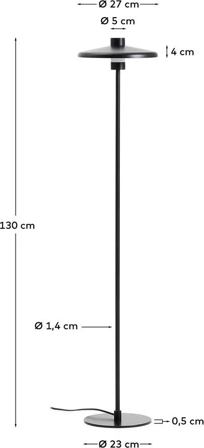 Černá stojací lampa s kovovým stínidlem (výška 130 cm) Nuvira – Kave Home