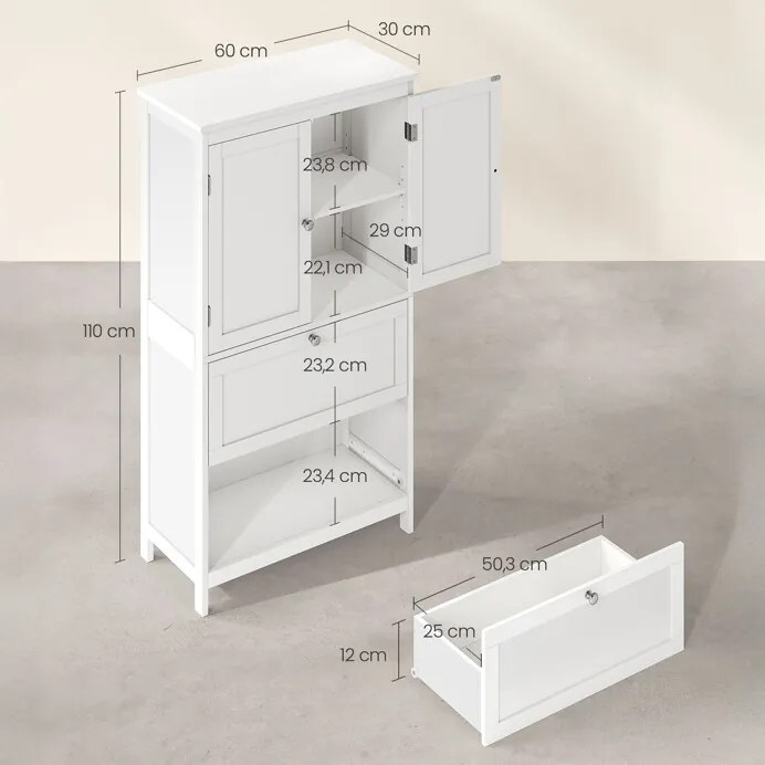 Komoda ELYRIC - MDF, bílá Barva: Bílá