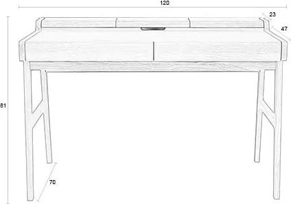 Pracovní stůl se sekretářem 70x120 cm Kaat – Zuiver