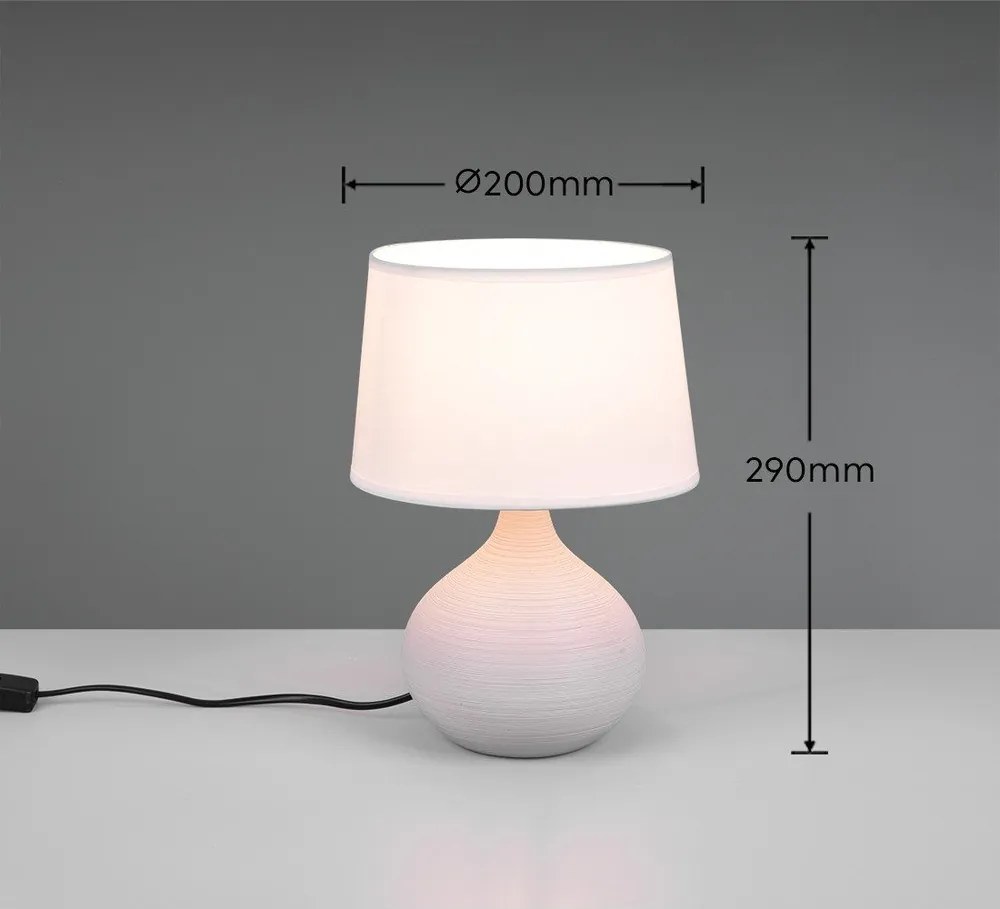 Bílo-hnědá stolní lampa z keramiky a tkaniny Reality Martin, výška 29 cm