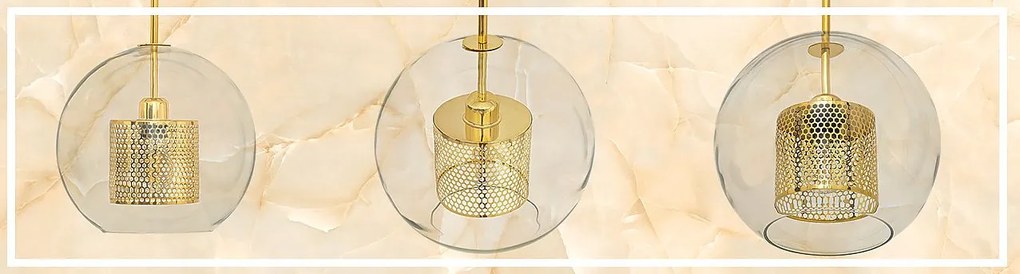 Toolight - závěsná skleněná lampa APP555-1CP 25cm, zlatá, OSW-08748