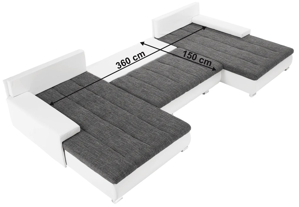 Kondela Univerzální sedací souprava, ekokůže bílá / látka šedý melír, TONIKS U UNI