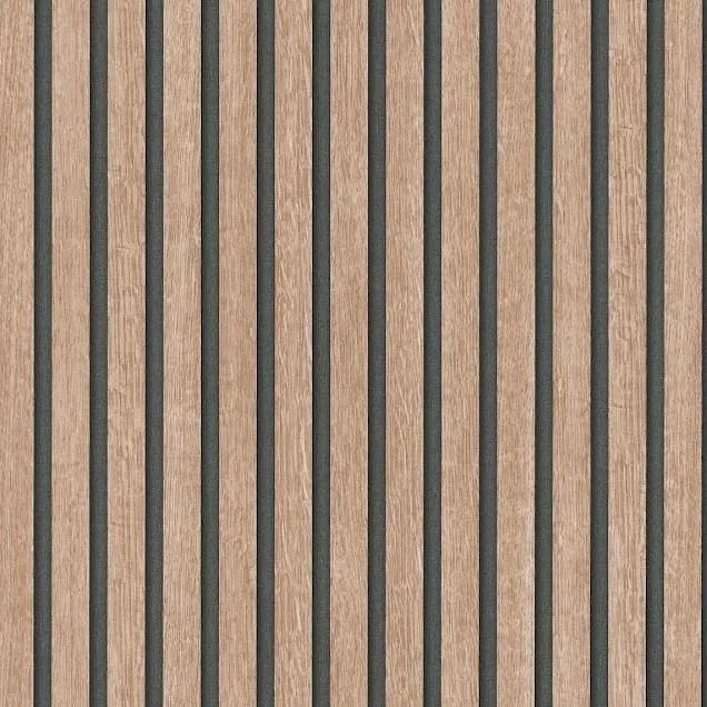 Vliesové tapety na zeď IMPOL TRADE 10400-32, rozměr 10,05 m x 0,53 m, lamely na stěnu dub natural, IMPOL TRADE