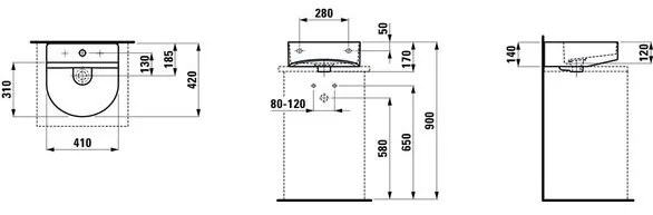 Laufen Sonar Umývátko 41 cm, bílá matná H8163417571041