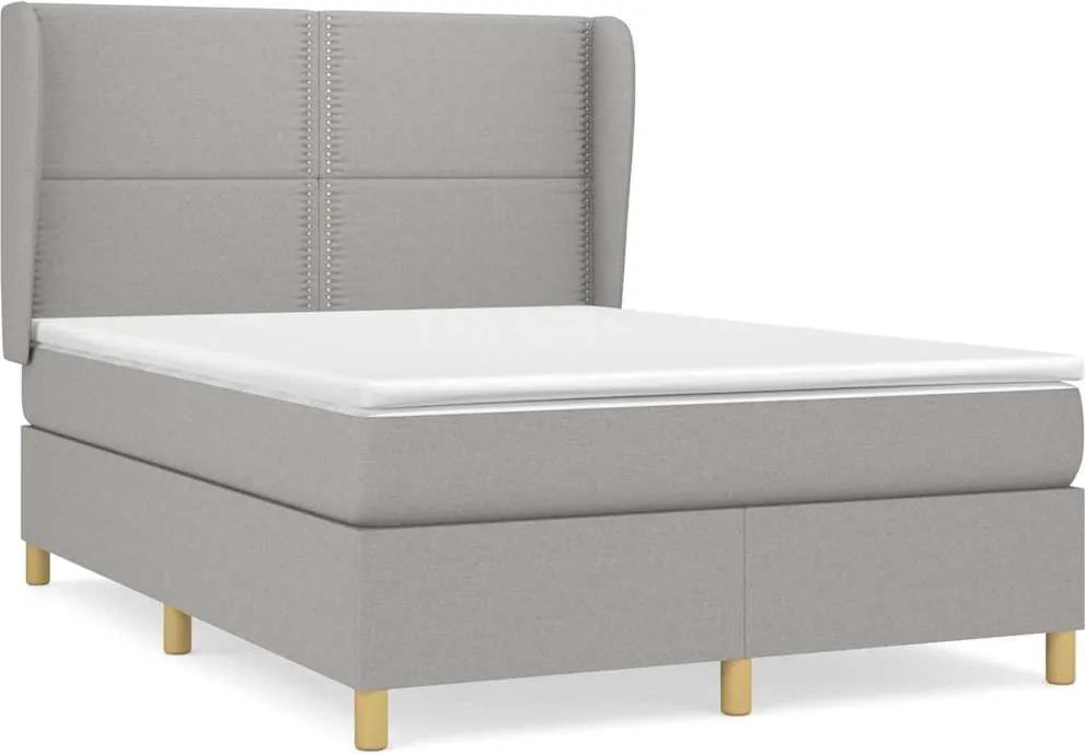 Box spring postel s matrací světle šedá 140 x 200 cm textil 3128445