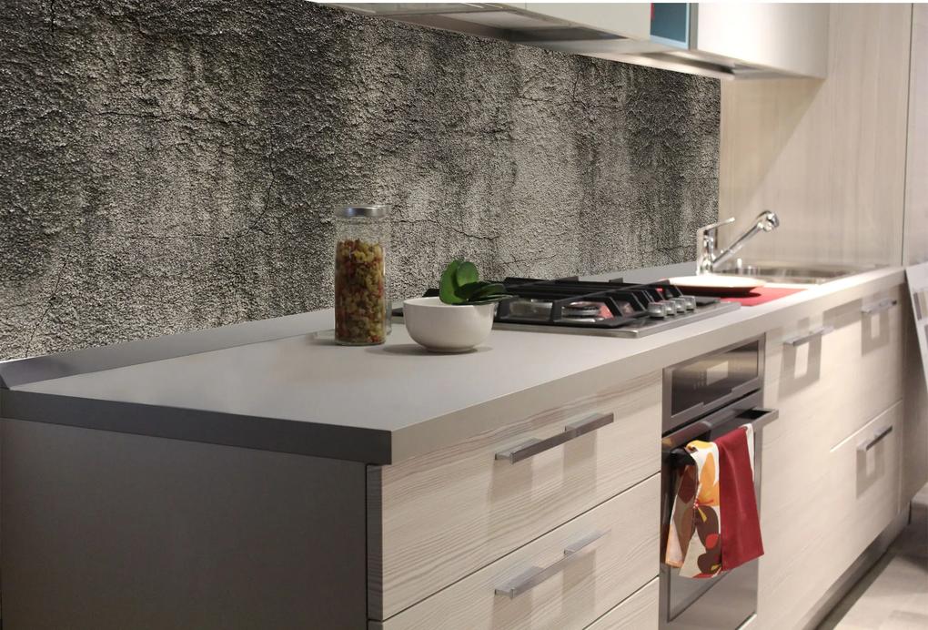 DIMEX | Fototapeta do kuchyně Stará popraskaná stěna KI-180-263 | 180 x 60 cm | šedá, béžová, černá