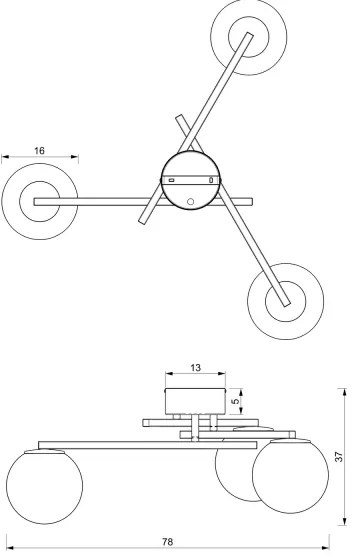 Přisazený lustr DAGA 3xE14/60W/230V