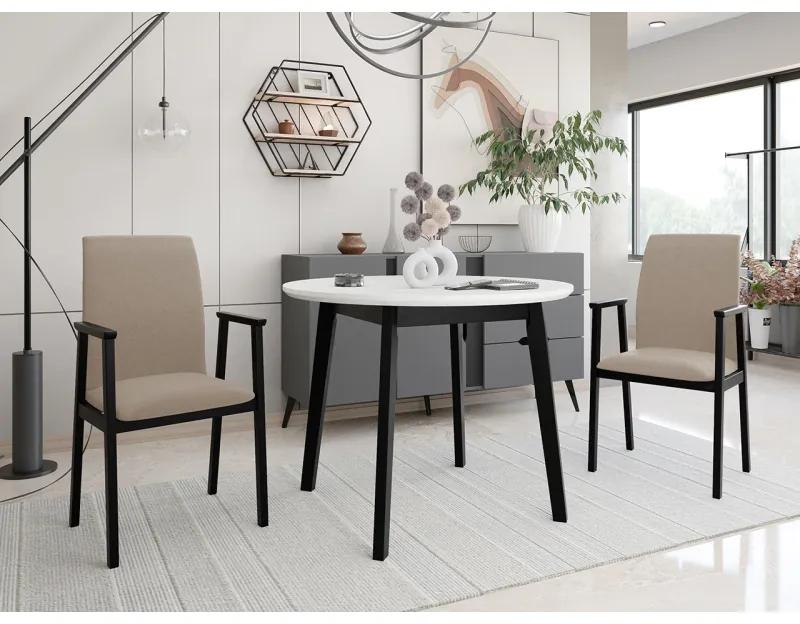 Rozkládací stůl se 2 židlemi - AL25, Barva dřeva: bílá, Potah: Kronos 7
