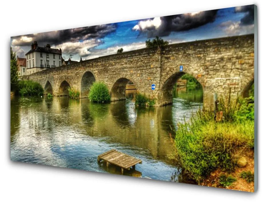 Obraz na skle Most Řeka Architektura 120x60 cm