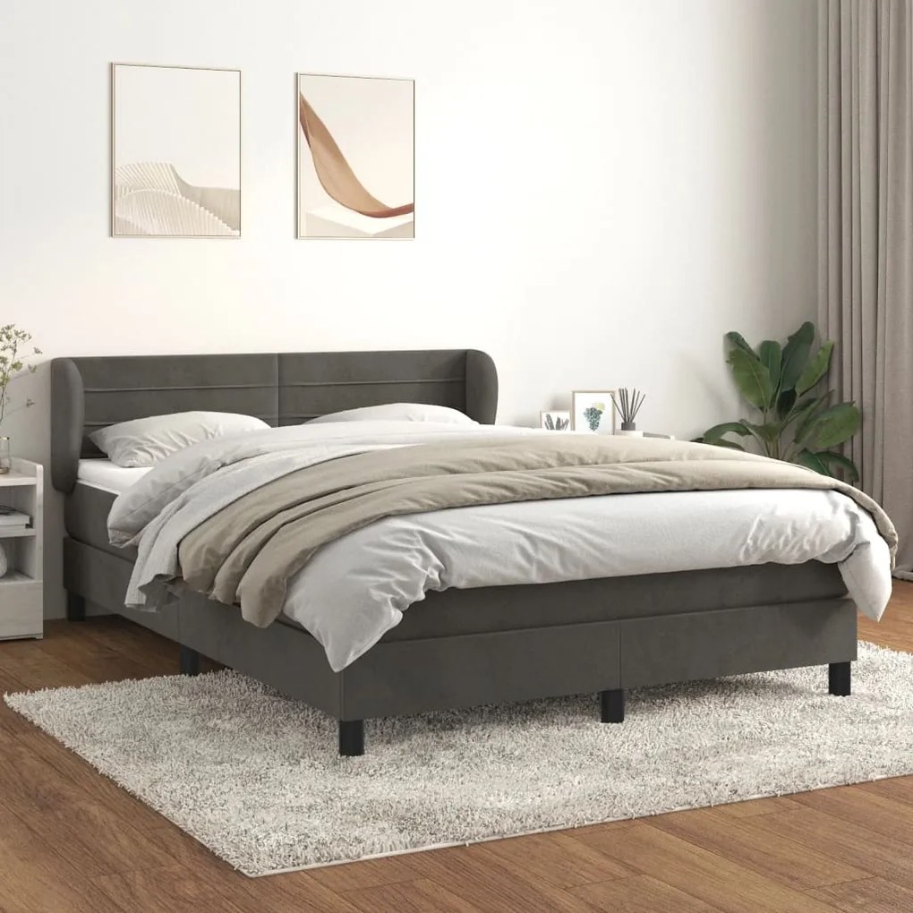 Box spring postel s matrací tmavě šedý 140 x 190 cm samet,  3127548