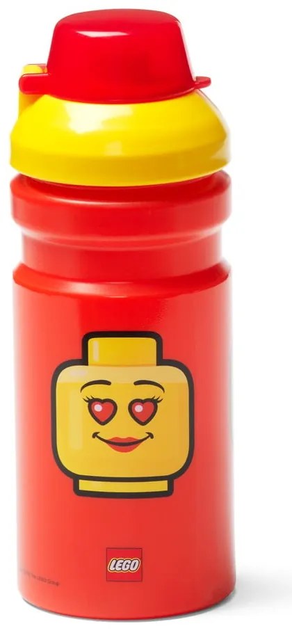 Červená lahev na vodu se žlutým víčkem LEGO® Iconic, 390 ml