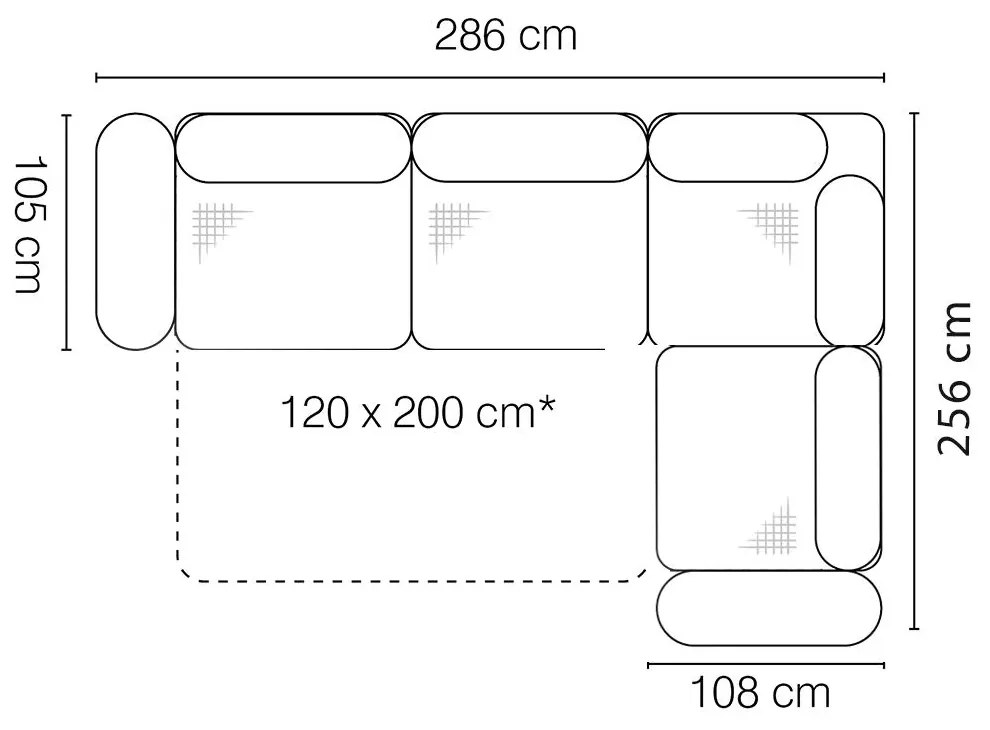 Sedací souprava ROSSO | 286x256 | ROZKLÁDACÍ | pravá | VÝBĚR TKANIN