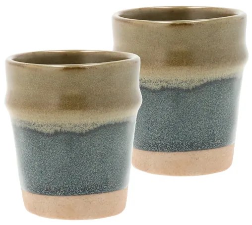 Villa Collection Porcelánový hrnek na espresso Evig 0.1 liter Blue/Brown (sada 2 ks)