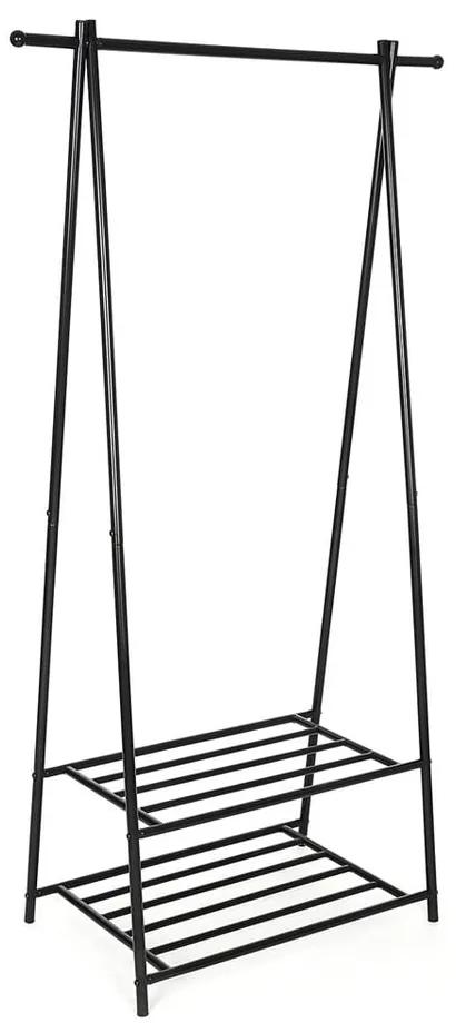 Kovový stojan s 2 policemi na oblečení Songmics, šířka 87,5 cm