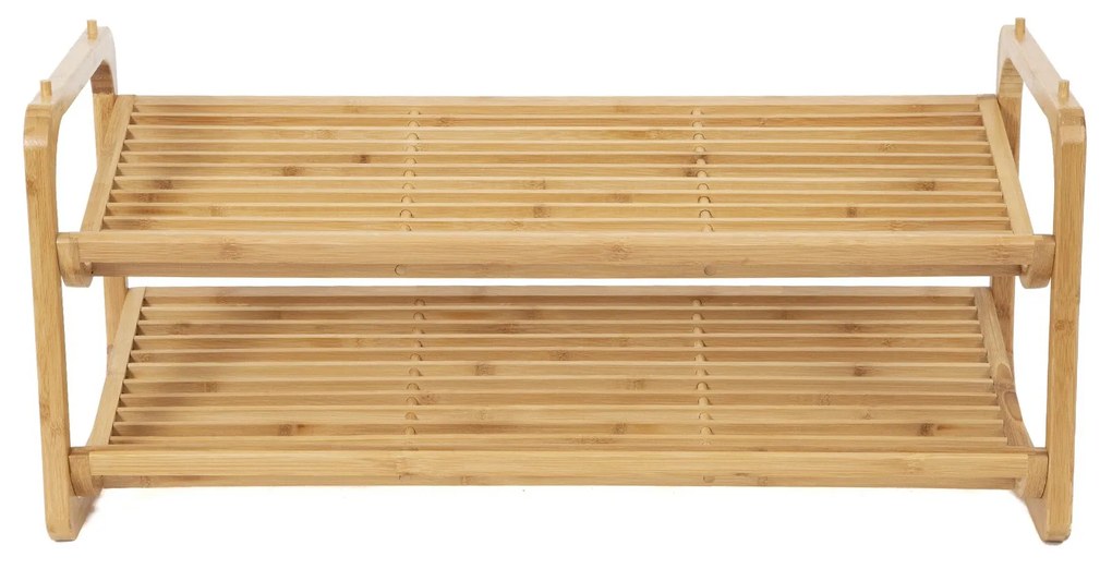 Dvoupatrový botník Compactor UGO z přírodního bambusového dřeva, 75 x 33 x 34