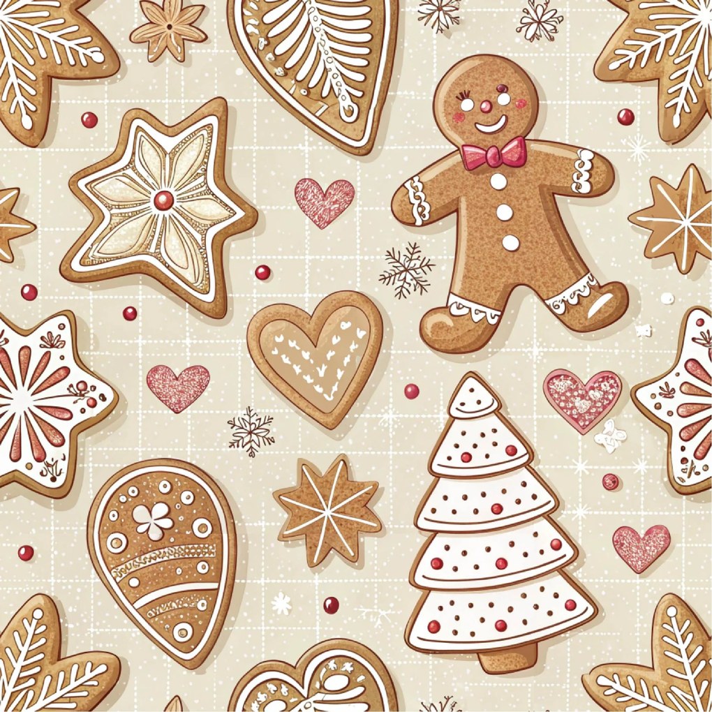 Krepové povlečení GINGERBREAD JOY béžové Rozměr povlečení: 70 x 90 cm | 140 x 200 cm