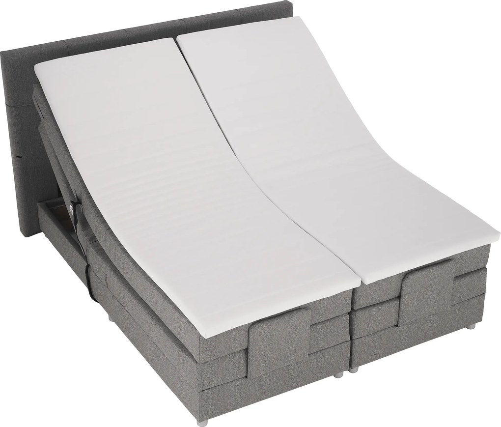 Elektrická polohovací postel, boxspring, šedá, 160x200, MURKO NEW
