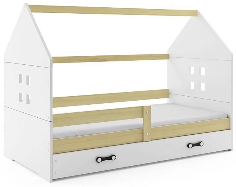Dětská postel DOMI 1 + matrace + rošt ZDARMA, 80x160, borovice, bílá