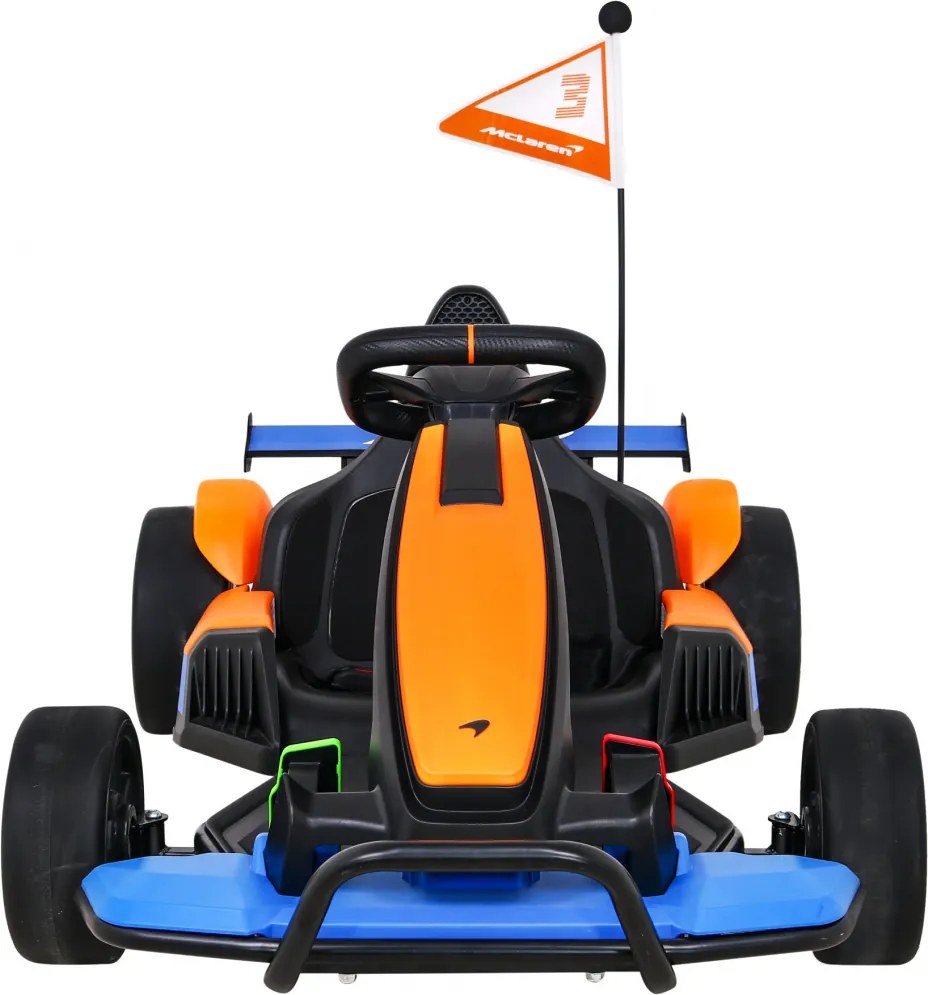 Ramiz Dětská motokára na baterie McLaren Drift oranžová + funkce driftu + sportovní sedadlo + LED světla