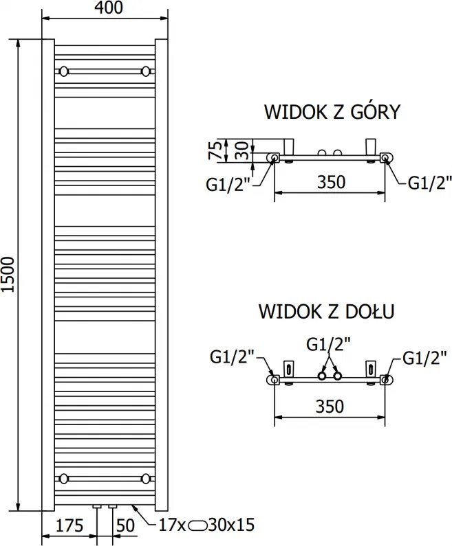 Mexen Hades, elektrické topné těleso 1500 x 400 mm, 600 W, černá, W104-1500-400-2600-70
