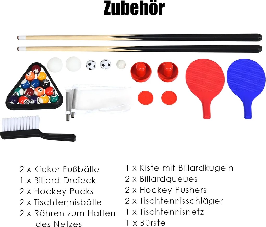 Costway 4 v 1 Hrací stůl a na stolní tenis a na vzdušný hokej a na fotbálek