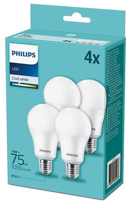SADA 4x LED Žárovka Philips A60 E27/10W/230V 4000K