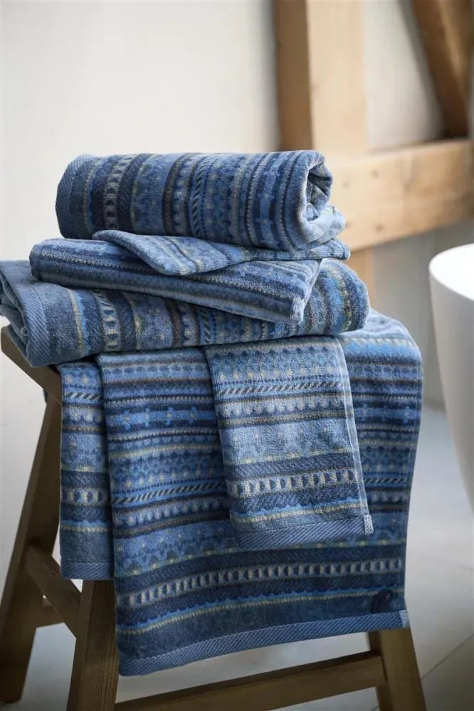 Pip Studio ručníky z bavlněného froté Geometric, tmavě modré (Luxusní ručníky z bavlněného froté v designu Geometric v tmavě modré barvě)