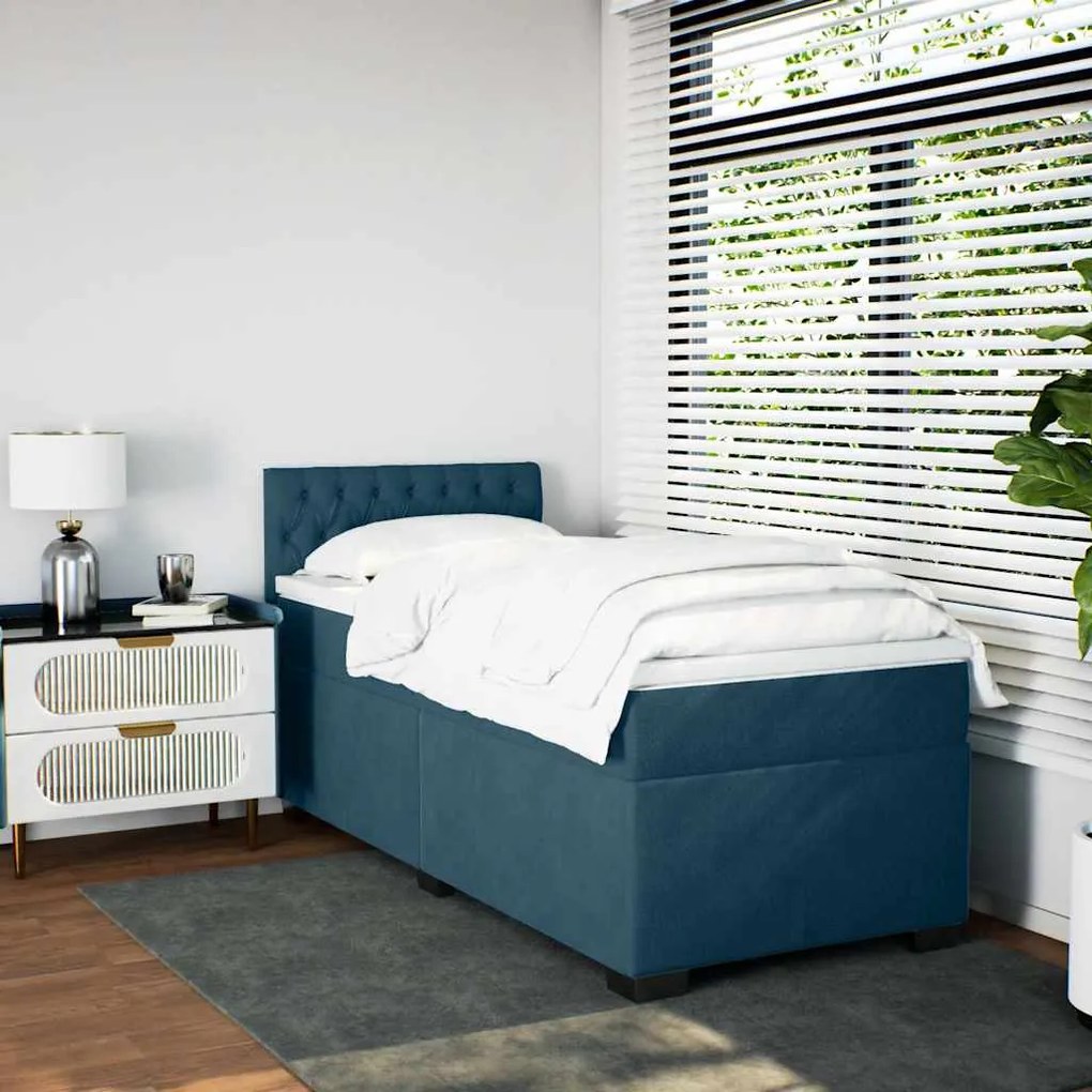 Box spring postel s matrací tmavě modrá 100x200 cm samet 3286244
