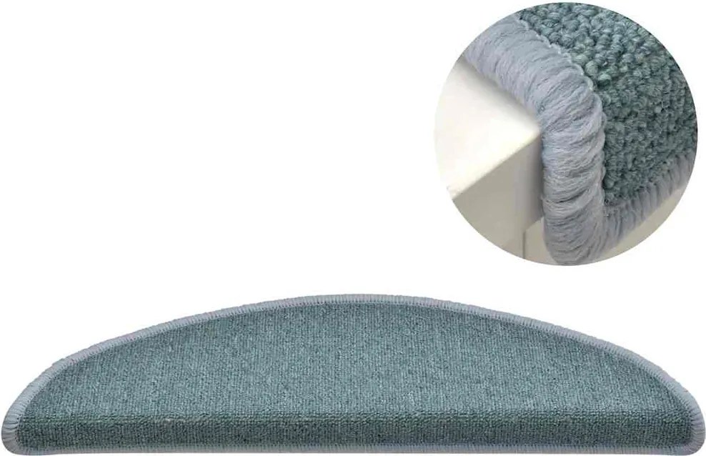 Schodové rohože 15 ks 56 x 17 x 3 cm mořsky modré půlkulaté 322362