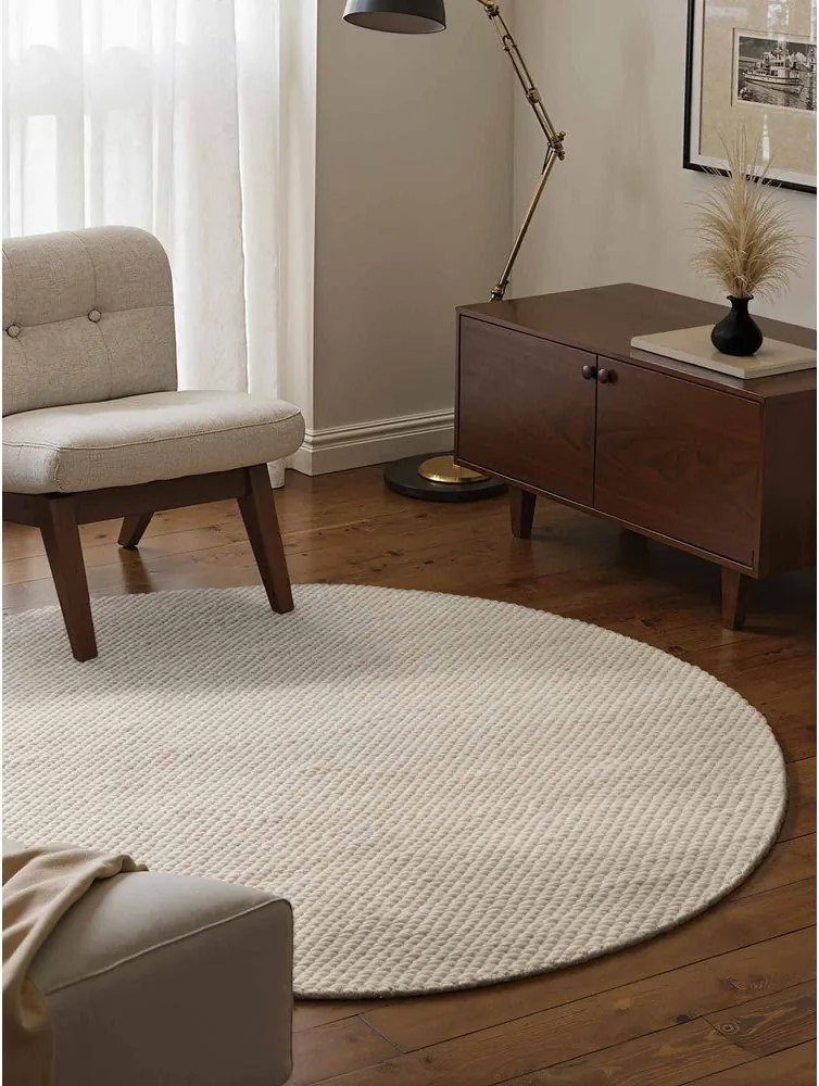 Krémový ručně tkaný vlněný kulatý koberec ø 200 cm Lyon Beans – Elle Decoration