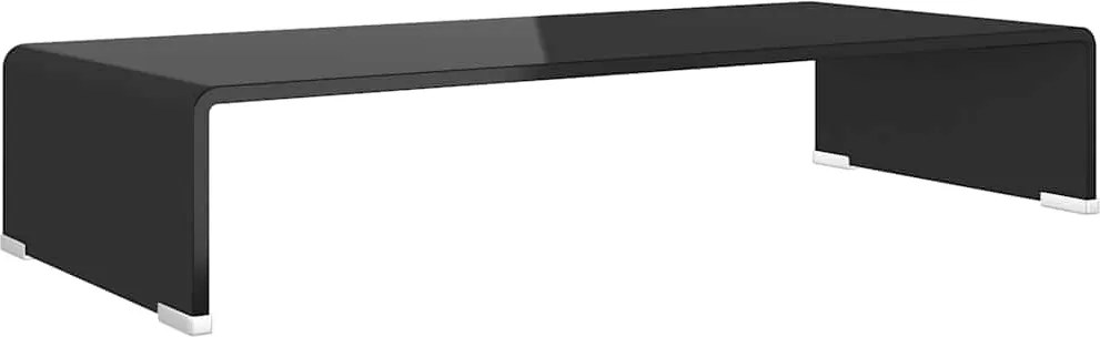 TV stolek / podstavec na monitor černé sklo 70x30x13 cm 244136