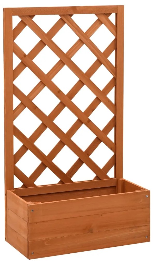 Zahradní truhlík s treláží oranžový 50x25x90 cm masivní jedle 314830