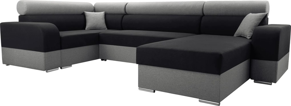 IDZ Rohová sedačka INFINITY SUPER do U, 332 cm Roh pohovky: Pravý roh, Barva látky: Černá a světle šedá (Bahama 36 + Bahama 34)