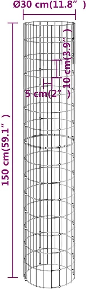 Kruhové gabionové vyvýšené záhony 4 ks Ø 30x50/100/150/200 cm 152023