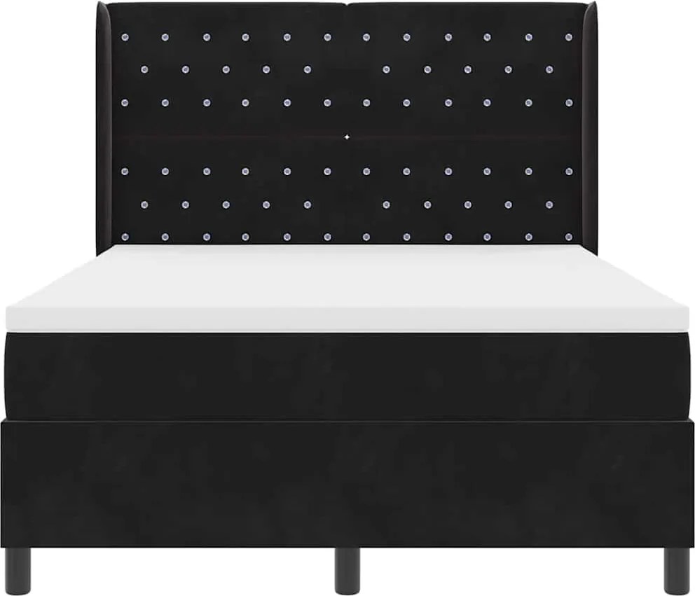 Postel s boxspringem s matrací s čelo Černá 140 x 200 cm samet 3341956